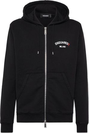 Dsquared2 hoodie zippé à logo imprimé - Noir