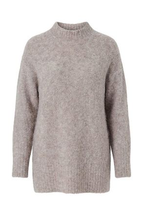 Ulla Popken Strickpullover Pullover Boucl&eacute;-Feinstrick Stehkragen Langarm