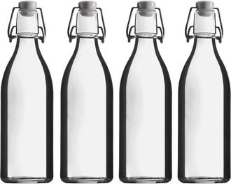 mikken Art 4 x Glasflasche 0,5 Liter mit Bügelverschluss aus Kunststoff inkl. Etiketten