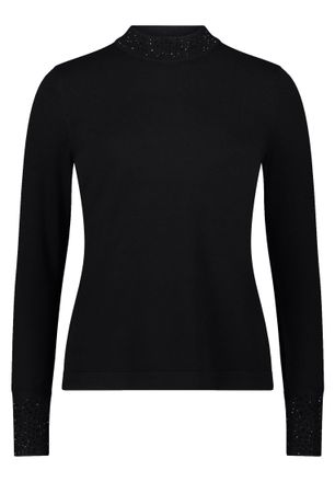 Betty Barclay Damen Feinstrickpullover mit Strass 40, Schwarz