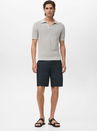 Mango Bermuda en coton élastique intérieur bleu marine - Homme - 38 - MANGO MAN
