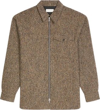 Dries Van Noten surchemise en tweed à fermeture zippée - Marron