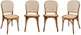 Sweeek 4er-Set Vintage St&uuml;hle aus Holz und Rattan