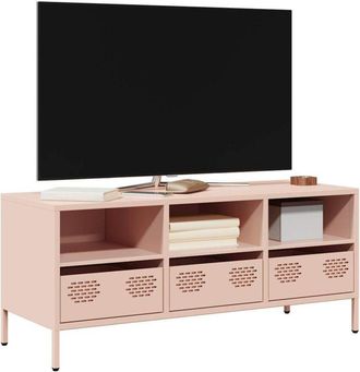 vidaXL vidaXL Meuble TV rose 101,5x39x43,5 cm acier lamin&eacute; &agrave; froid