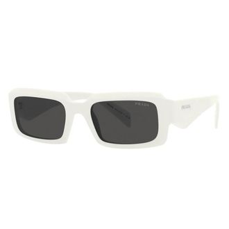 Prada Rechteckige Sonnenbrille graue dunkle Gl&auml;ser - - Accessories - Herren - Wei&szlig; - 54 MM