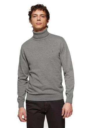Polo Club Herren Rollkragenpullover Strickpullover Gräu- 100% Baumwolle Pullover High Roll Neck Langarm Sweat