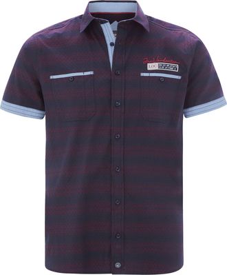 Jan Vanderstorm Herren Kurzarmhemd Leikvard | Reine Baumwolle | Große Größen L-7xl dunkelrot, 7XL (XXXXXXXL) - 55/56