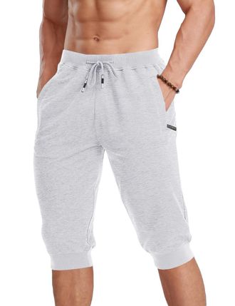 Magcomsen Herren Freizeit Short 3/4 Trainingshose Sport Kurz Hosen Stretch Leicht Bermuda M&auml;nner Laufen Gym Sommmershort Atmungsaktiv Trekking Shorts Wei&szlig; 38