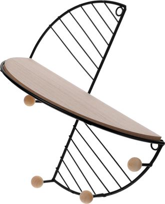 NUOBESTY Wandmontage Hängeregal aus Holz Haken Stabiles Aufbewahrungsregal für Wohnzimmer Schlafzimmer Bad Multifunktionales Wandregal zur Platzsparenden Organ