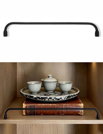Generic Home Decor Metallbogengel&auml;nder, Rundrohr-Leitplanke for B&uuml;cherregal-Zeitschriftenaufbewahrung, moderner Organizer(Black,L39.3/100cm)