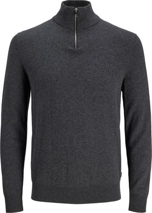 Jack & Jones Male Strickjacke mit Viertelrei&szlig;verschluss Einfarbig Strickjacke mit Viertelrei&szlig;verschluss