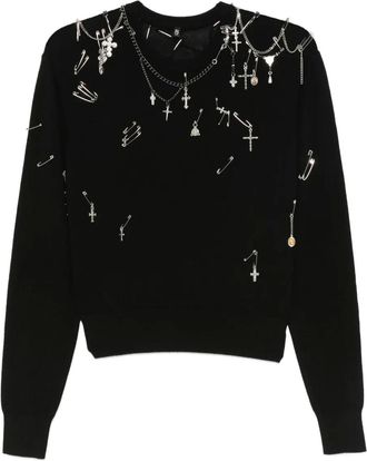 R13 sweat à col rond détail dépingles à nourrice - Noir