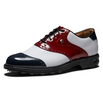 FootJoy Herren Premiere Serie Wilcox Golfschuh, Wei&szlig;, Marineblau, Weinrot, 45.5 EU