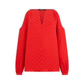 Roberto Cavalli Femme, Blouses et Chemises, Rouge, Taille: 34 FR Blouse en soie &agrave; imprim&eacute; RC
