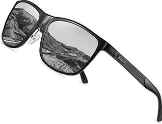 Duco Lunettes de soleil polaris&eacute;es Men Rectangle avec monture en m&eacute;tal pour la p&ecirc;che, le golf, la conduite 8200 (noir)