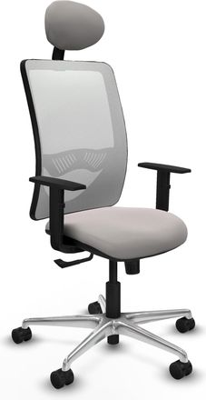 Piqueras y Crespo Wei&szlig;er Schreibtischstuhl mit Rollen Zulema mit 1D-Armen, h&ouml;henverstellbare Lendenwirbelst&uuml;tze und festes Kopfteil, ausgestattet mit 3 Positionen, Wei&szlig;