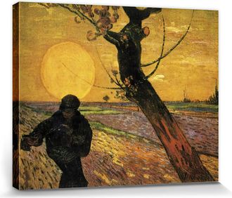 1art1 Vincent Van Gogh Poster Der Sämann Bei Sonnenuntergang Nach Millet II, 1888 Bilder Leinwand-Bild Auf Keilrahmen | XXL-Wandbild Poster Kunstdruck Als L