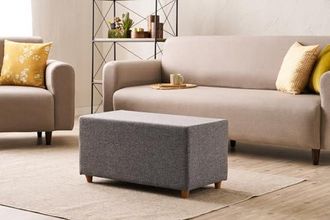 Atelier Del Sofa Stylish Anthracite Pouffe, 80 x 40 x 40 cm | Wooden Frame, 50% Cotton/50% Polyester, 32 DNS Foam | Easy Clean Fabric, Perfect for Modern Living Spaces