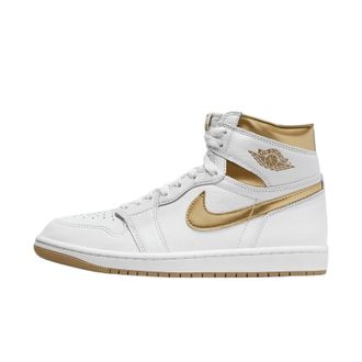 Nike Nike Damen 1 Retro High Og Sneaker, White/Metallic Gold/Gum Light Brown, 44