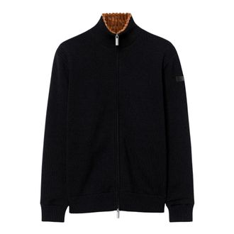 Roberto Ricci Design Cardigan en coton velours c&ocirc;tel&eacute; c&ocirc;tel&eacute; zipp&eacute; doux - Homme - Pulls - Noir - Taille: M
