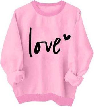 Generic Pull avec col pour femme - Imprim&eacute; amour mignon - T-shirt ample - Manches longues - Col rond - Pull dhiver pour femme - Tricot, Bordeaux, XXL