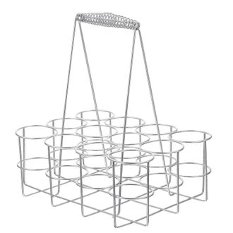 OSALADI Bierflaschenhalter aus Eisen Kreativer Bieraufbewahrungskorb für 12 Flaschen Silberner Handkorb für Bar und Zuhause