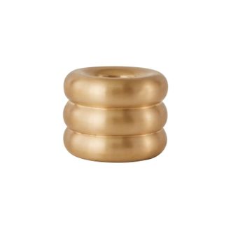 OYOY Living Savi Solid Brushed Brass Candleholder Messing - Kerzenhalter rund für Stabkerzen - massives Messing gebürstet - 4,6 x 3 cm - L300425