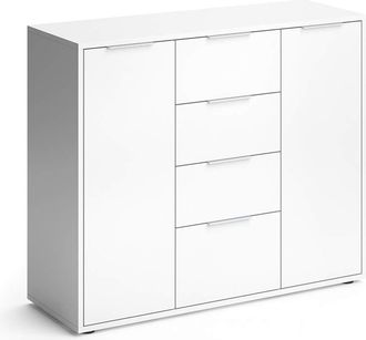 Vicco Kommode Leon, Kommodenschrank, Weiß, 100 x 84 cm