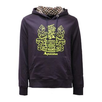 Aquascutum Qmf006L0 Baumwoll-Kapuzenpullover - - Sweatshirts & Hoodies - Herren - Blau - L