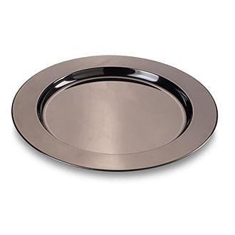 Echtwerk Assiette de table/Assiette de service Set Shiny, Sous-assiette en acier inoxydable de haute qualit&eacute;, Assiette en acier inoxydable, &Oslash; 33,2 cm, Black-Ed