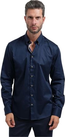 Bugatti Chemise unie en coton &agrave; manches longues - Homme - Chemises - Bleu - Taille: M