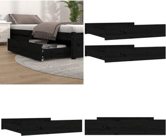 vidaXL Tiroirs de lit 2 pcs Noir Bois de pin massif - tiroir de lit - tiroirs de lit - Home & Living - Noir