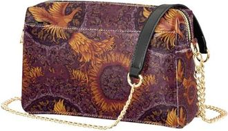 Mnsruu Sacs à bandoulière pour femme, sac à main en cuir motif mandala phénix