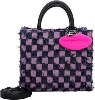 Buffalo Big Boxy Collection Fancy Squares Rose, Sac de Courses Femme