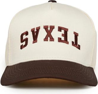 Funky Junque Chapeau snapback vintage en toile 2 tons pour homme et femme casquette tendance réglable, Texas (à lenvers) - Marron/beige, Taille unique