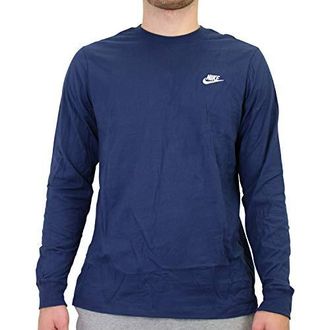 Nike Homme M Nsw Club Tee - Ls Sweatshirt, Midnight Navy/(White), M EU