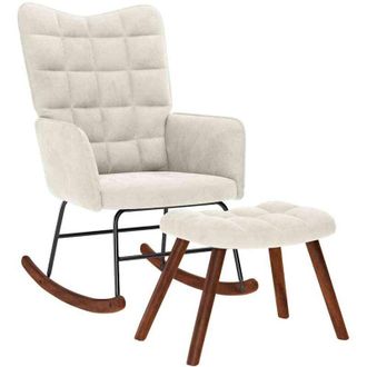 vidaXL Vidaxl - Chaise &agrave; bascule avec repose-pied cr&egrave;me velours