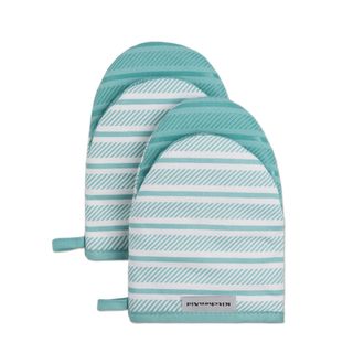 KitchenAid Kitchenaid Albany Mini Cotton Oven Mitts with Silicone Grip, 5.5x8, Aqua Sky 2 Count