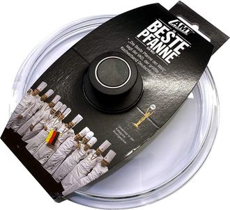 AMT Gastroguss runder Glasdeckel mit Deckelknopf und AMT-Original-Banderole, Ø 18 cm, backofenfest, passend Produkte (Bratpfannen, Schmorpfannen, Kochtöpfe etc.), AM