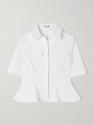 Alaia Hemd Aus Baumwollpopeline Mit Schößchen - Weiß