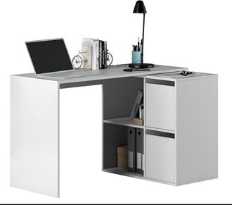 PEGANE Pegane - Bureau avec 2 niches et 2 portes coloris Blanc Artik en mdf - Dim: 74 x 120 x 77 cm