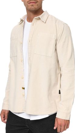 Indicode Herren Thyge Kordhemd aus Baumwolle | Herrenhemd Kord Cord Freizeithemd Fog, L