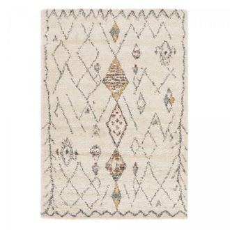 Un amour de tapis Unamourdetapis - Tapis shaggy 160x230 crème et beige tissé rectangle motif berbère aurora 1
