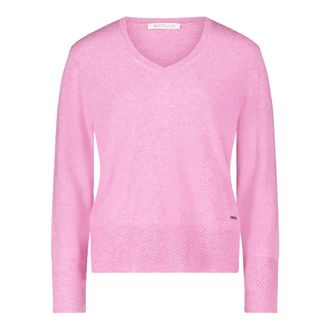 Betty & Co Melange V-Ausschnitt Strickpullover - - Knitwear - Damen - Rosa - XL
