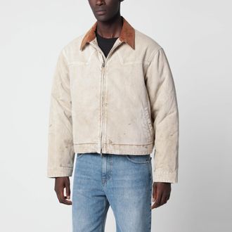 Balenciaga Beige vintage-effect cotton zip-up jacket