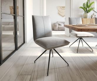 DELIFE Esszimmerstuhl Lelio-Flex Samt Grau Kreuzgestell konisch Schwarz Taschenfederkern, Esszimmerstühle