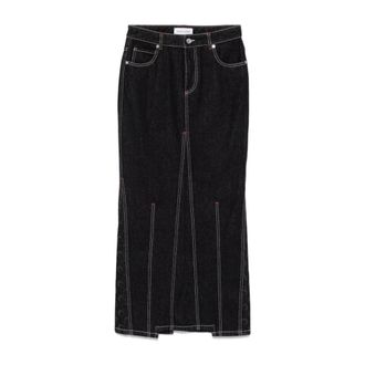 Marine Serre Moon Denim Langer Rock - - Skirts - Damen - Schwarzk - L