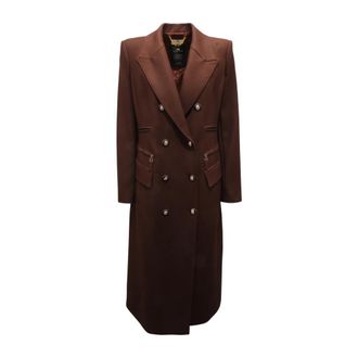 Elisabetta Franchi Cp-010-56E2 Zweireihiger Mantel - - Coats - Damen - Braun - L