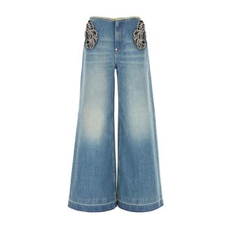 Stella McCartney Femme, Jeans, Bleu, Taille: W25 Embellished Feather Cut Out Jeans