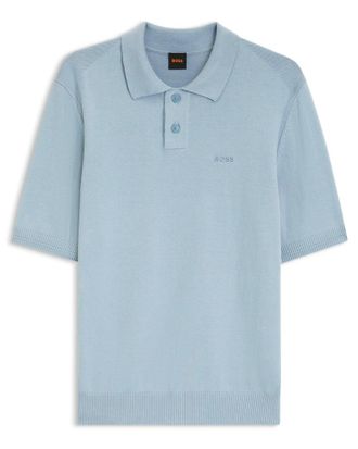 HUGO BOSS Leichtes Strick-Poloshirt aus einem Baumwollgemisch in